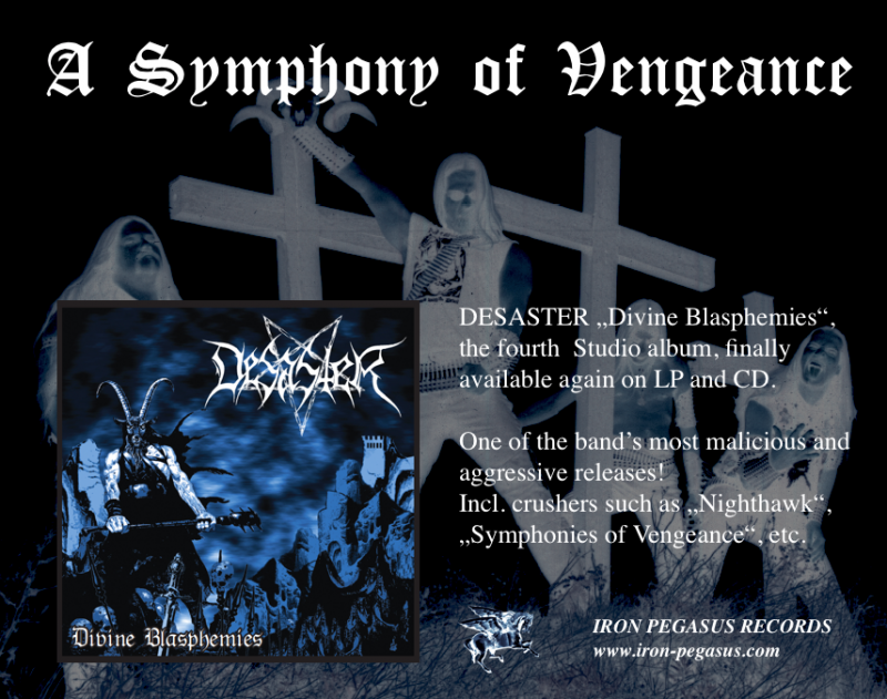 DESASTER „Divine Blasphemies“ Gatefold LP : Iron Pegasus Records